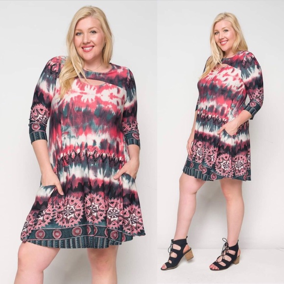 Tendzi Trends | Dresses | Plus Size Keyhole Neckline Tunic Dress P5 ...